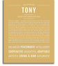 Tony Personalized Name Meaning Art Prints – Name Stories