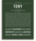 Tony Personalized Name Meaning Art Prints – Name Stories