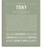 Tony Personalized Name Meaning Art Prints – Name Stories