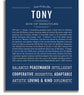 Tony Personalized Name Meaning Art Prints – Name Stories