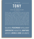 Tony Personalized Name Meaning Art Prints – Name Stories