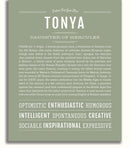 Tonya Personalized Name Meaning Art Prints – Name Stories