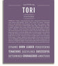 Tori Personalized Name Meaning Art Prints – Name Stories