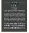 Tori Personalized Name Meaning Art Prints – Name Stories