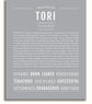 Tori Personalized Name Meaning Art Prints – Name Stories