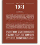 Tori Personalized Name Meaning Art Prints – Name Stories