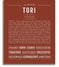 Tori Personalized Name Meaning Art Prints – Name Stories