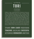 Tori Personalized Name Meaning Art Prints – Name Stories
