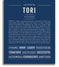 Tori Personalized Name Meaning Art Prints – Name Stories