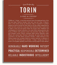 Torin Personalized Name Meaning Art Prints – Name Stories