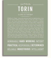 Torin Personalized Name Meaning Art Prints – Name Stories