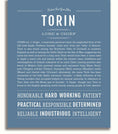 Torin Personalized Name Meaning Art Prints – Name Stories