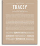 Tracey Personalized Name Meaning Art Prints – Name Stories