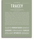 Tracey Personalized Name Meaning Art Prints – Name Stories