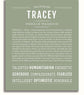 Tracey Personalized Name Meaning Art Prints – Name Stories