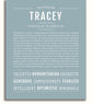 Tracey Personalized Name Meaning Art Prints – Name Stories
