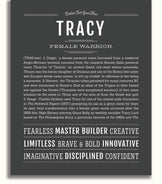 Tracy Personalized Name Meaning Art Prints – Name Stories
