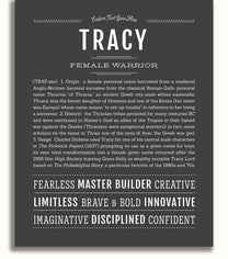 Tracy (female) | Name Art Print – Name Stories