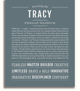 Tracy Personalized Name Meaning Art Prints – Name Stories