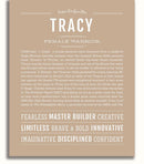Tracy Personalized Name Meaning Art Prints – Name Stories