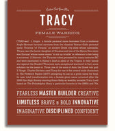 Tracy Personalized Name Meaning Art Prints – Name Stories