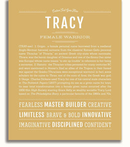 Tracy Personalized Name Meaning Art Prints – Name Stories