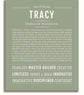 Tracy Personalized Name Meaning Art Prints – Name Stories