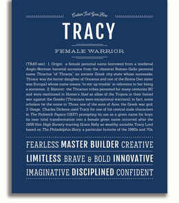 Tracy (female) | Name Art Print – Name Stories