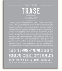 Trase Personalized Name Meaning Art Prints – Name Stories