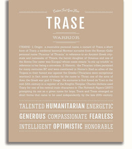 Trase Personalized Name Meaning Art Prints – Name Stories