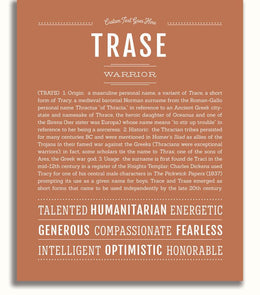 Trase Personalized Name Meaning Art Prints – Name Stories