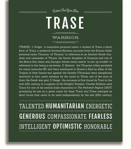 Trase Personalized Name Meaning Art Prints – Name Stories