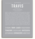Travis Personalized Name Meaning Art Prints – Name Stories