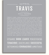 Travis Personalized Name Meaning Art Prints – Name Stories