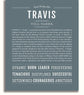 Travis Personalized Name Meaning Art Prints – Name Stories