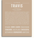 Travis Personalized Name Meaning Art Prints – Name Stories