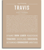 Travis Personalized Name Meaning Art Prints – Name Stories
