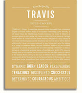 Travis Personalized Name Meaning Art Prints – Name Stories