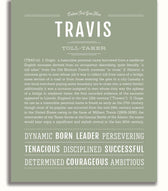 Travis Personalized Name Meaning Art Prints – Name Stories
