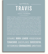 Travis Personalized Name Meaning Art Prints – Name Stories