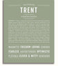 Trent Personalized Name Meaning Art Prints – Name Stories