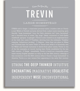 Trevin Personalized Name Meaning Art Prints – Name Stories