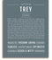 Trey Personalized Name Meaning Art Prints – Name Stories