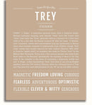 Trey Personalized Name Meaning Art Prints – Name Stories