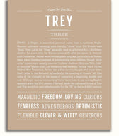 Trey Personalized Name Meaning Art Prints – Name Stories