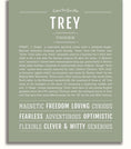 Trey Personalized Name Meaning Art Prints – Name Stories