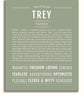 Trey Personalized Name Meaning Art Prints – Name Stories