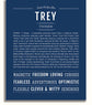 Trey Personalized Name Meaning Art Prints – Name Stories