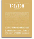 Treyton Personalized Name Meaning Art Prints – Name Stories