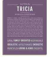 Tricia Personalized Name Meaning Art Prints – Name Stories